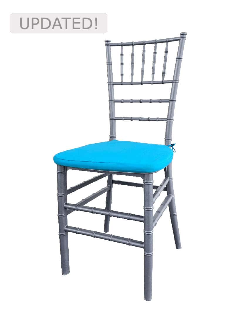 Tiffany Chair Silver - Blue Seat - Events Partner