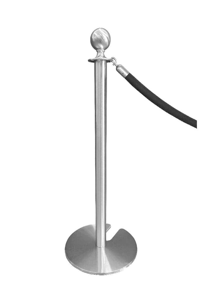 Classic Silver Pole With Black Rope - Events Partner