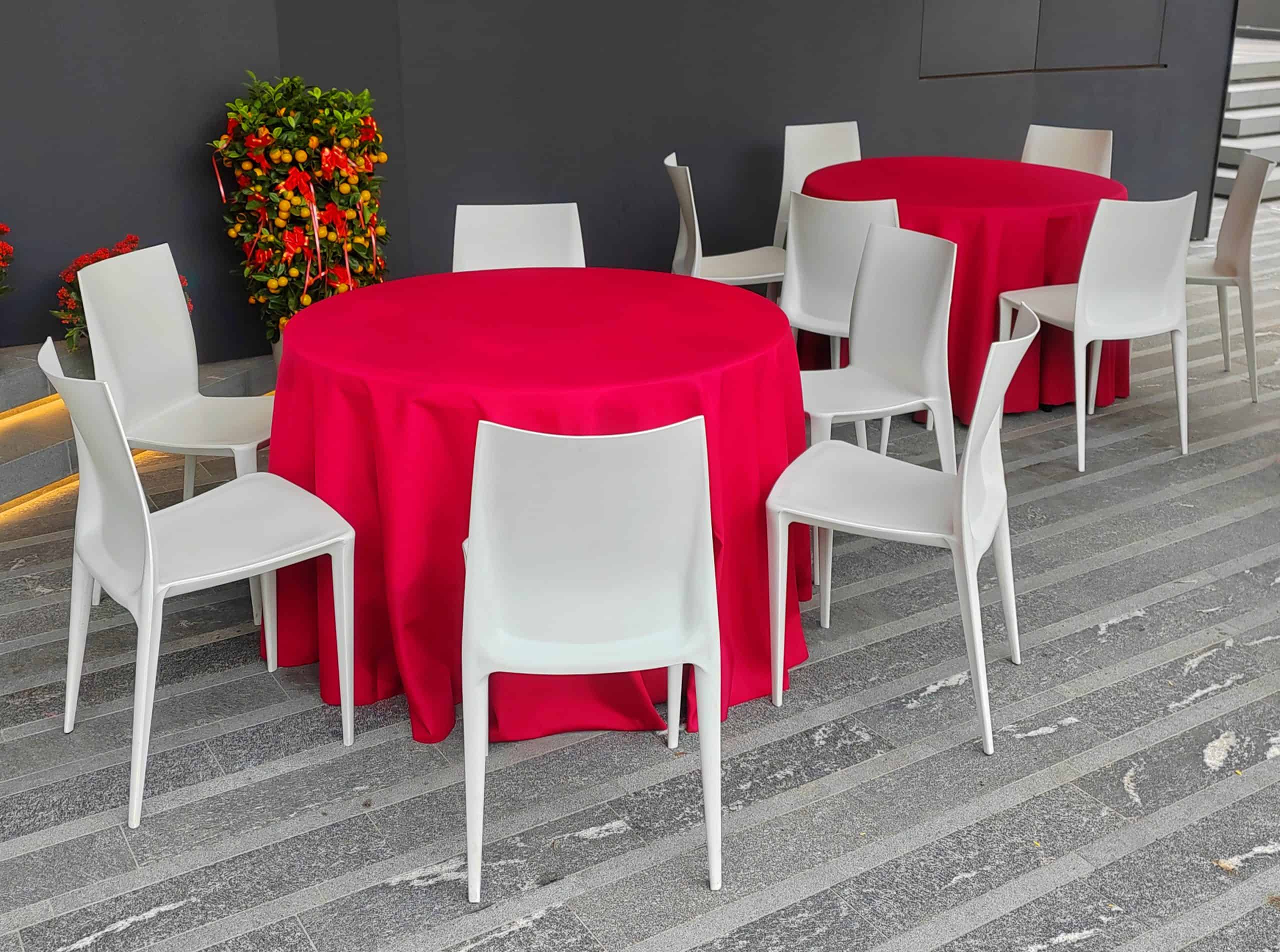 4FT Round Red Linen Table - Events Partner