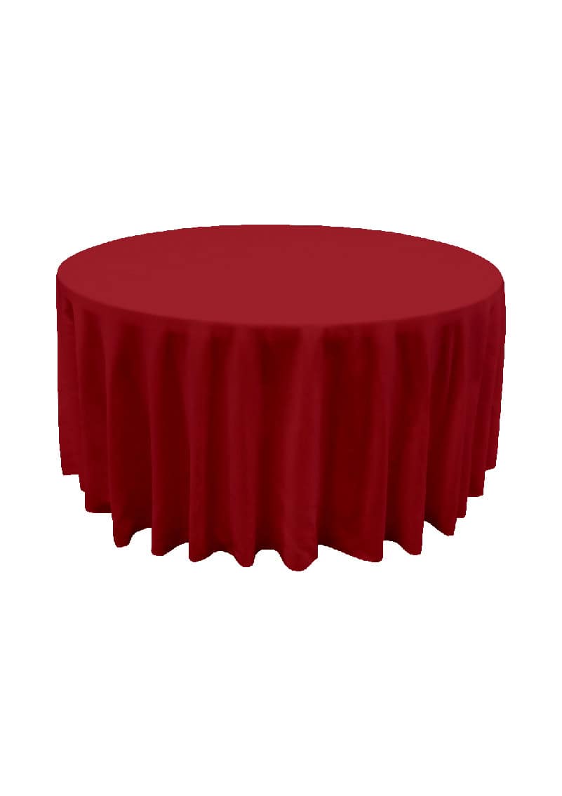 4FT Round Red Linen Table - Events Partner